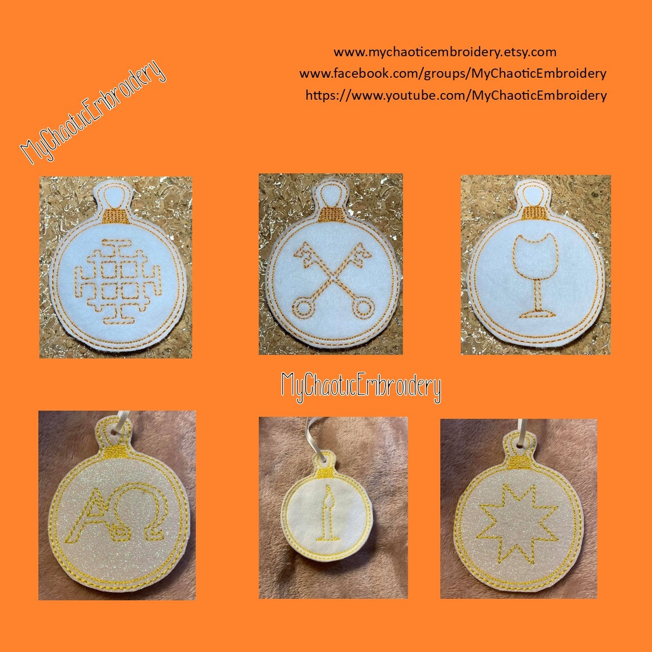 Set 2 Chrismon Christmas set of 6 4x4 Key Ornament Designs | Etsy