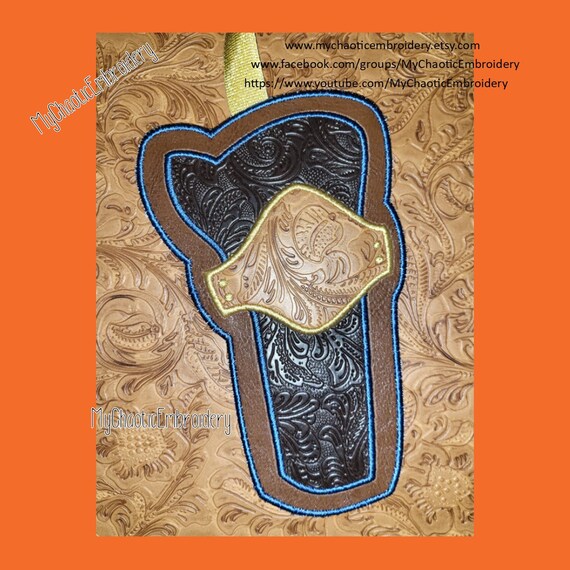 5x7 Revolver Cowboy Holster Country Western Tack Applique | Etsy