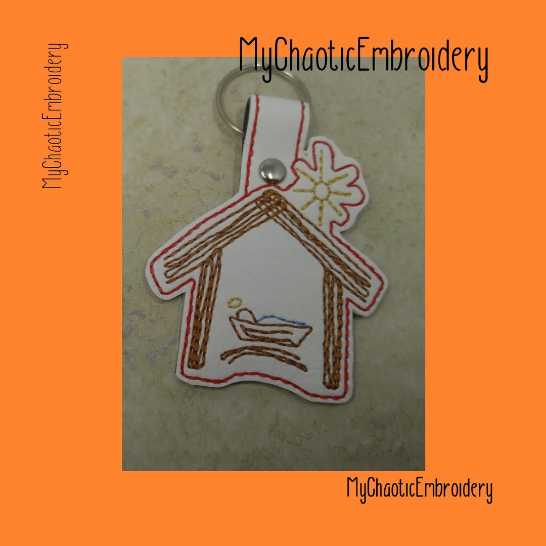 Christian Jesus Manger Nativity 4x4 Keyfob Key Fob Ring Design ...