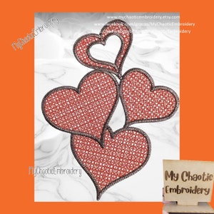 Free Standling Lace FSL Stacked Hearts Circle Stippling Ornament ...