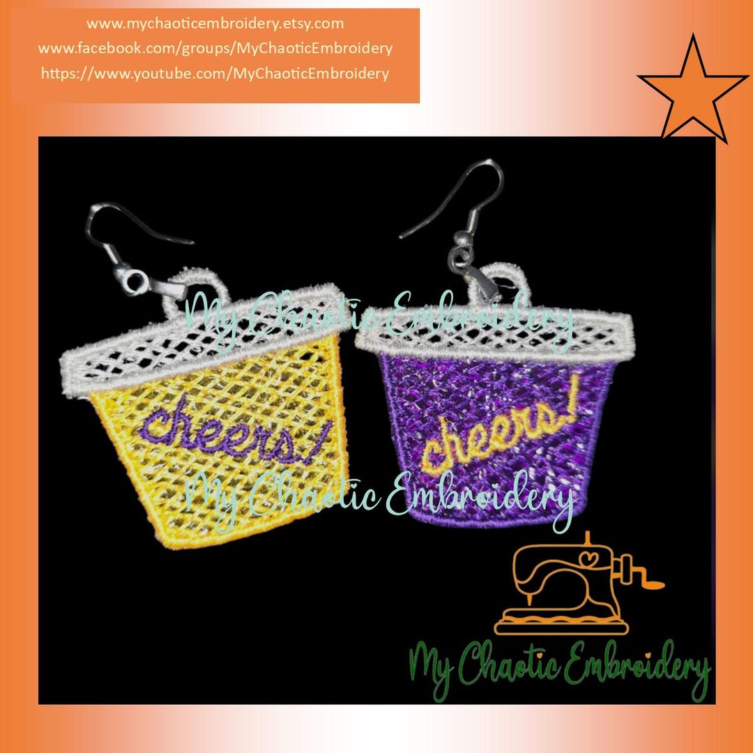 4x4 FSL Free Standing Lace Dessert Cup CHEERS Gelatin Earrings Fish ...