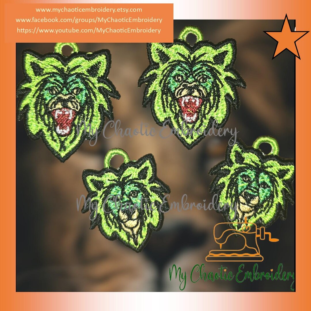 4x4 FSL Free Standing Lace Lion Face (2 Styles) Fierce Snarling ...