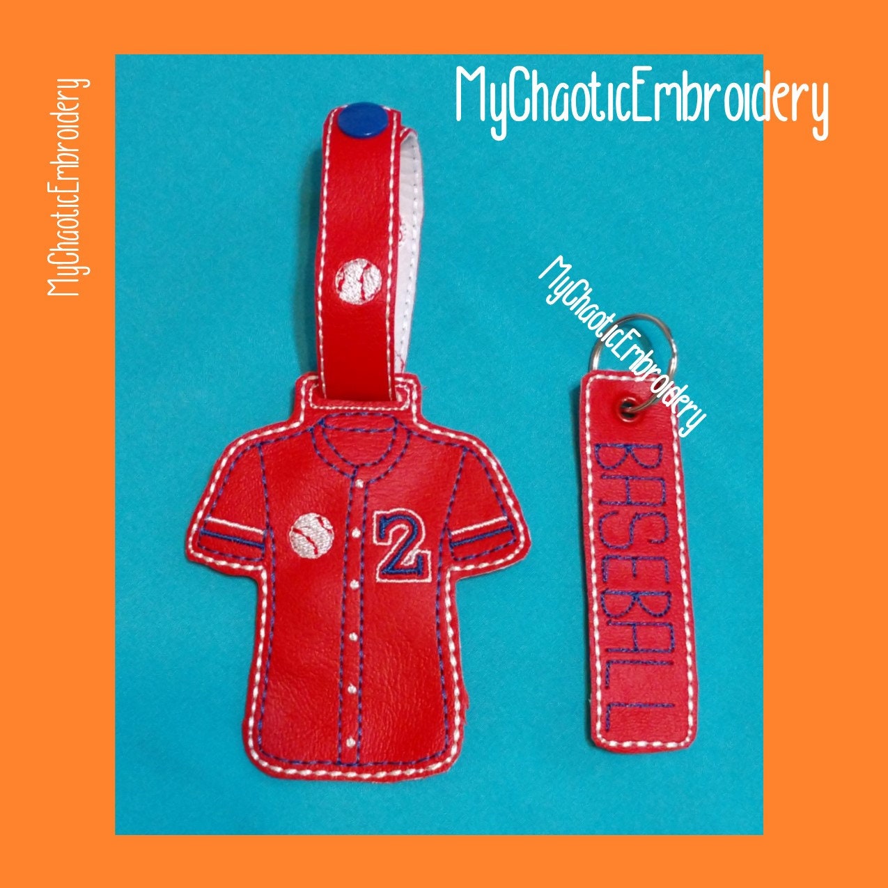 2 Design Set -baseball Softball Bag Tag and Matching Keyfob 5x7 - Read ...