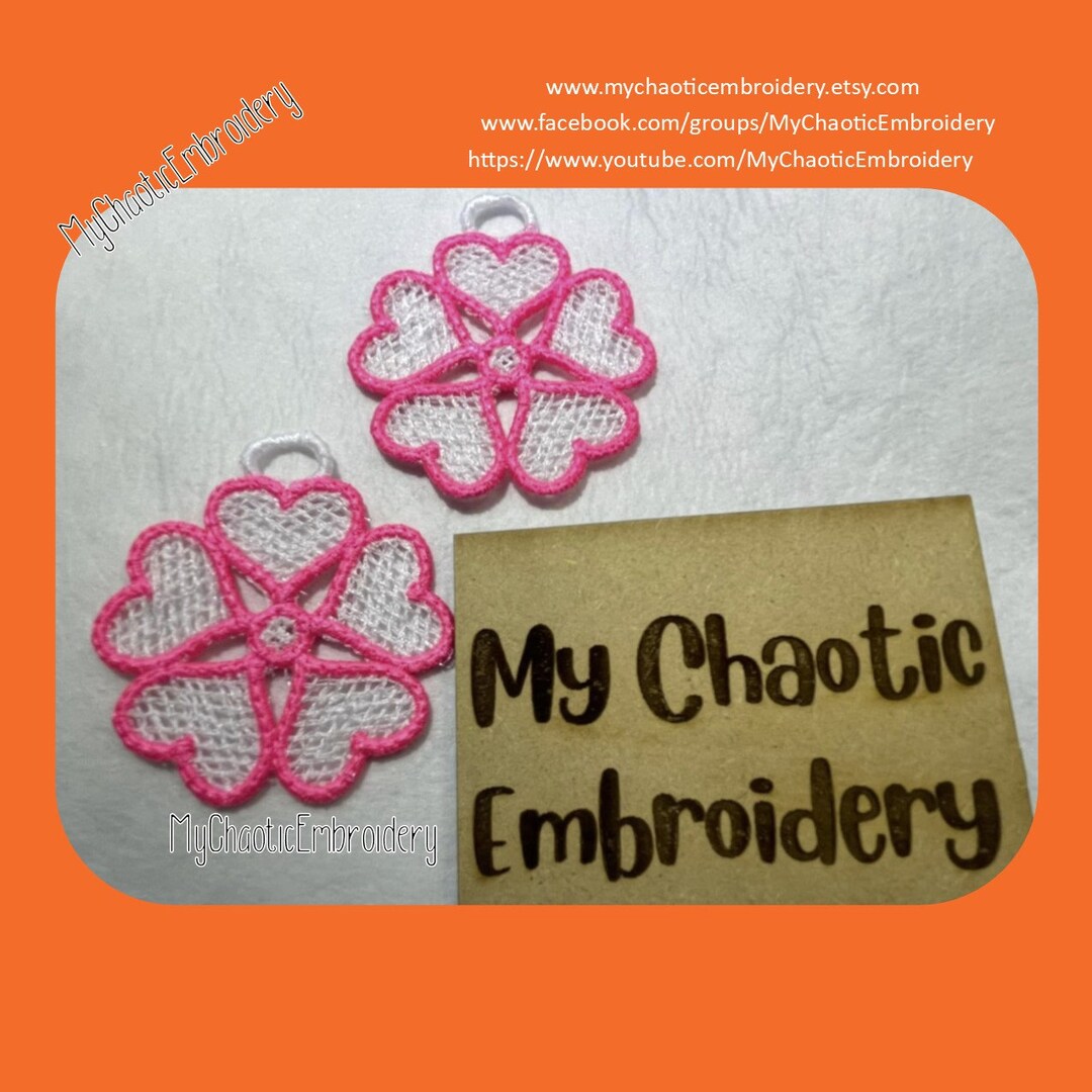 4x4 FSL Free Standing Carousel Hearts Earrings Charms Pattern - Use ...