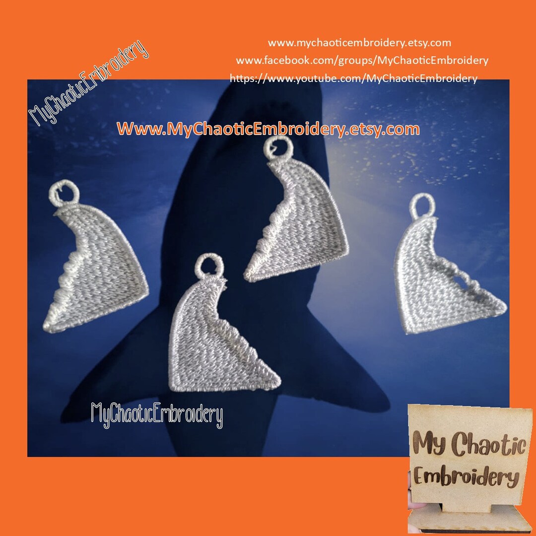 4x4 FSL Free Standing Lace Shark Fin Earrings Pattern, Fish Hook ...