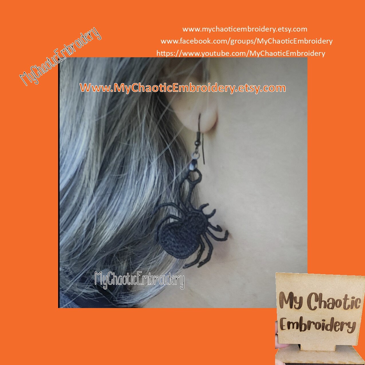 4x4 FSL Free Standing Lace Spider Earrings Pattern, Fish Hook Hardware ...