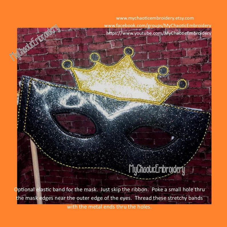 2 Styles Mardi Gras Crown and Jewels Applique Mask Designs 5x7 ...