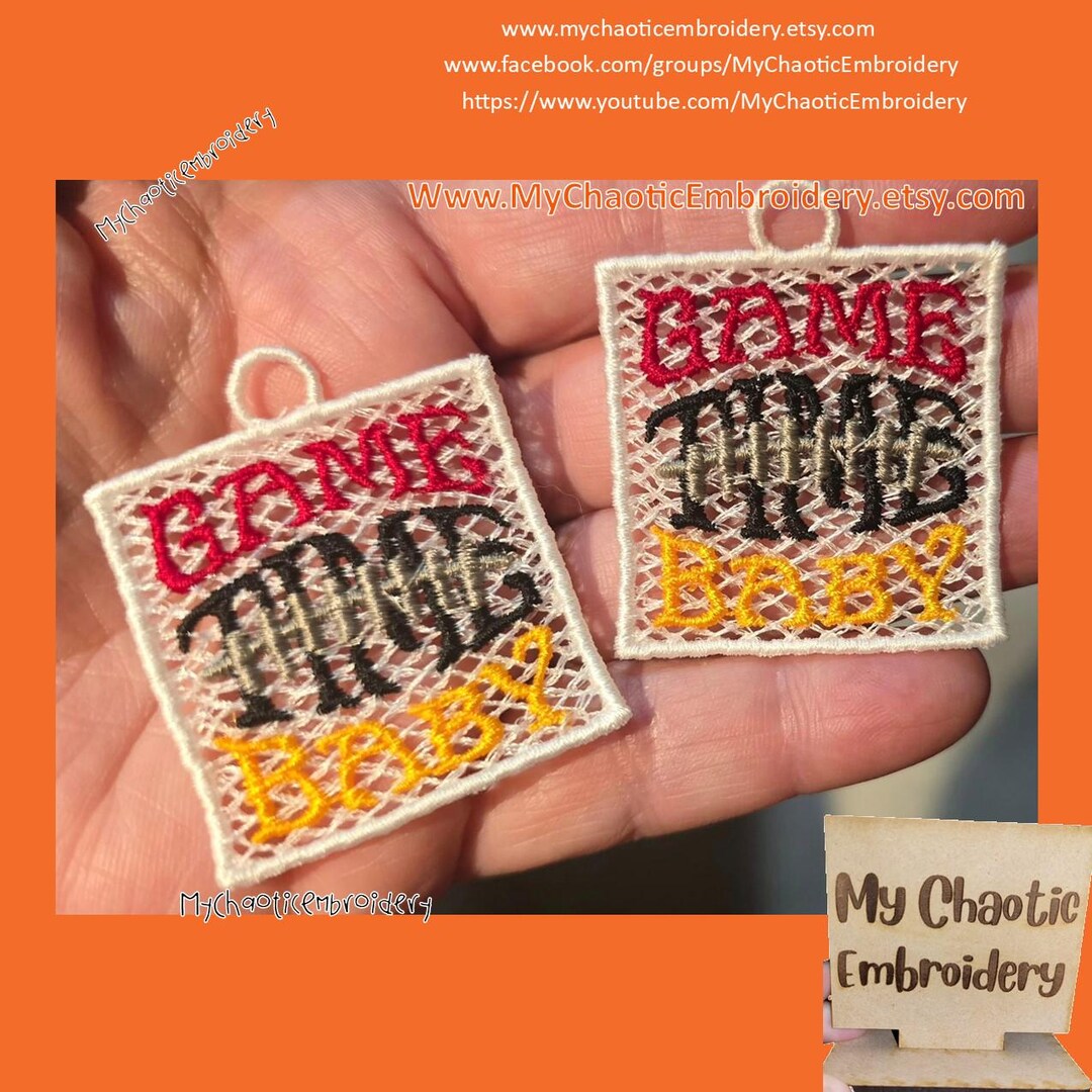 4x4 FSL Free Standing Lace Game Time Foot Ball Laces Earrings Earrings ...
