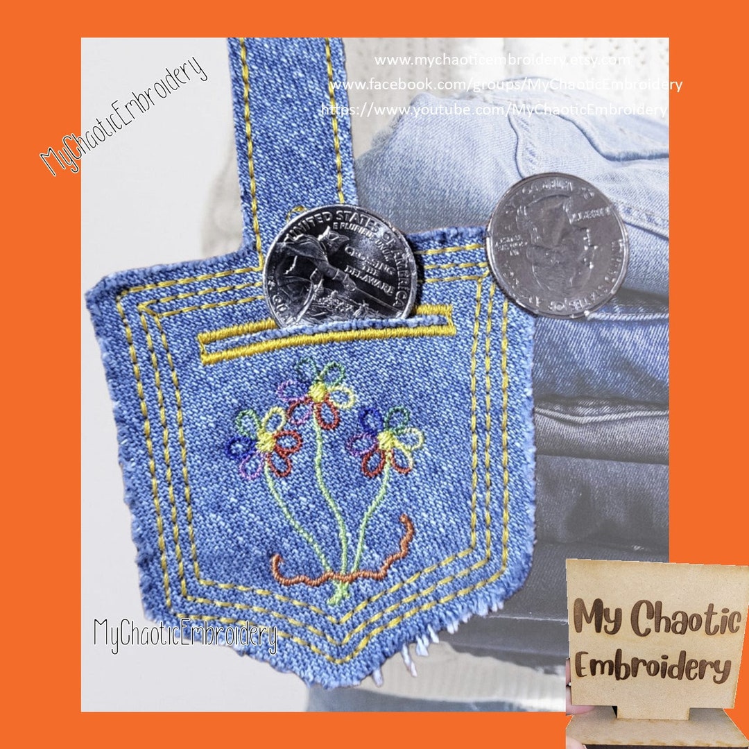 4x4 Coin Cart Quarter Holder Jeans Pocket Floral Flowers Keyfob Snaptab ...