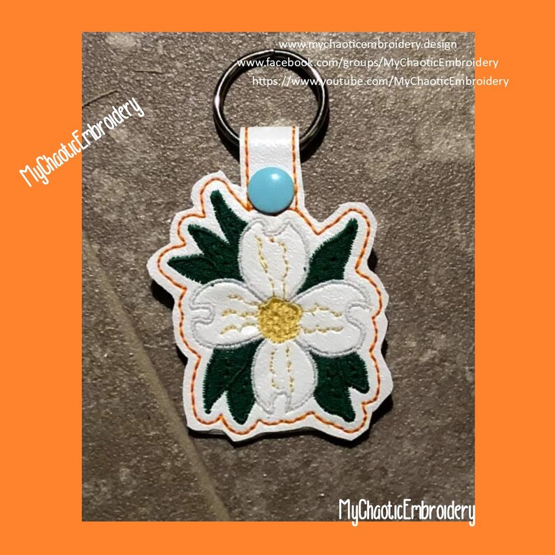 Legend of the Dogwood Tree Flower 4x4 Keyfob Key Ring - Embroidery ...