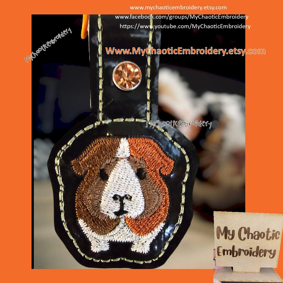 5x7 Guinea Pig Pigs Furry KF Keyfob Key Fob Digital Machine Embroidery ...