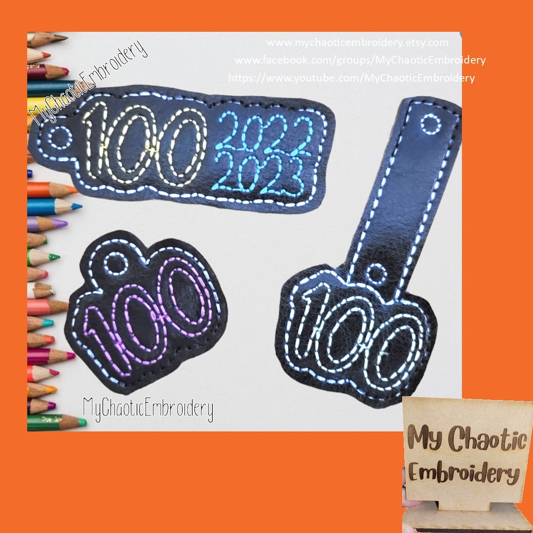 4x4 100 Days of School Keyfob Eyelet or Snaptab- INSTRUCTIONS Include ...