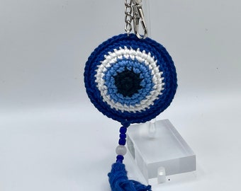 Crochet Evil Eye Keychain Free Shipping - Etsy