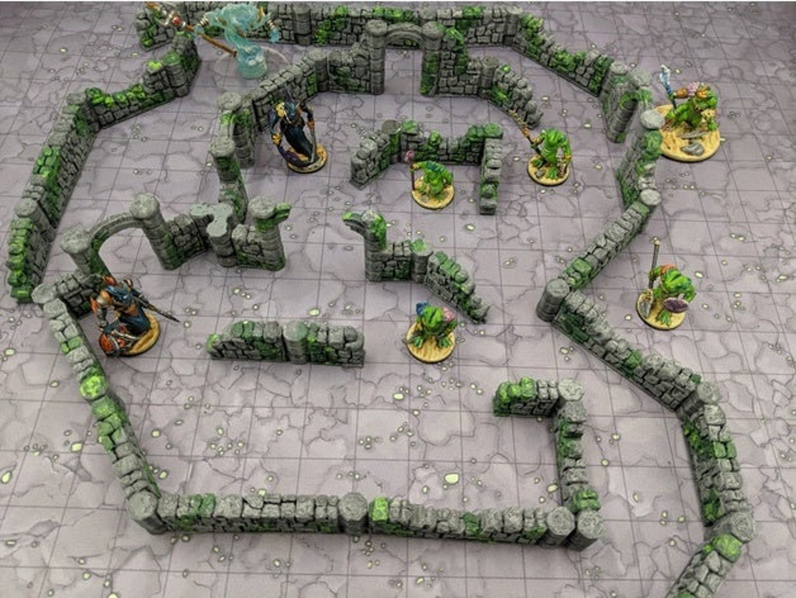 Dnd Ruined Stone Wall Dungeon Walls Fence With Arches Medieval Scatter ...