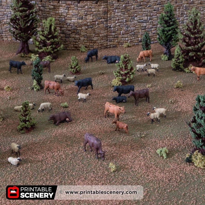 Dnd Cows and Sheep Livestock Pasture Farm Animals Set Terrain Medieval ...