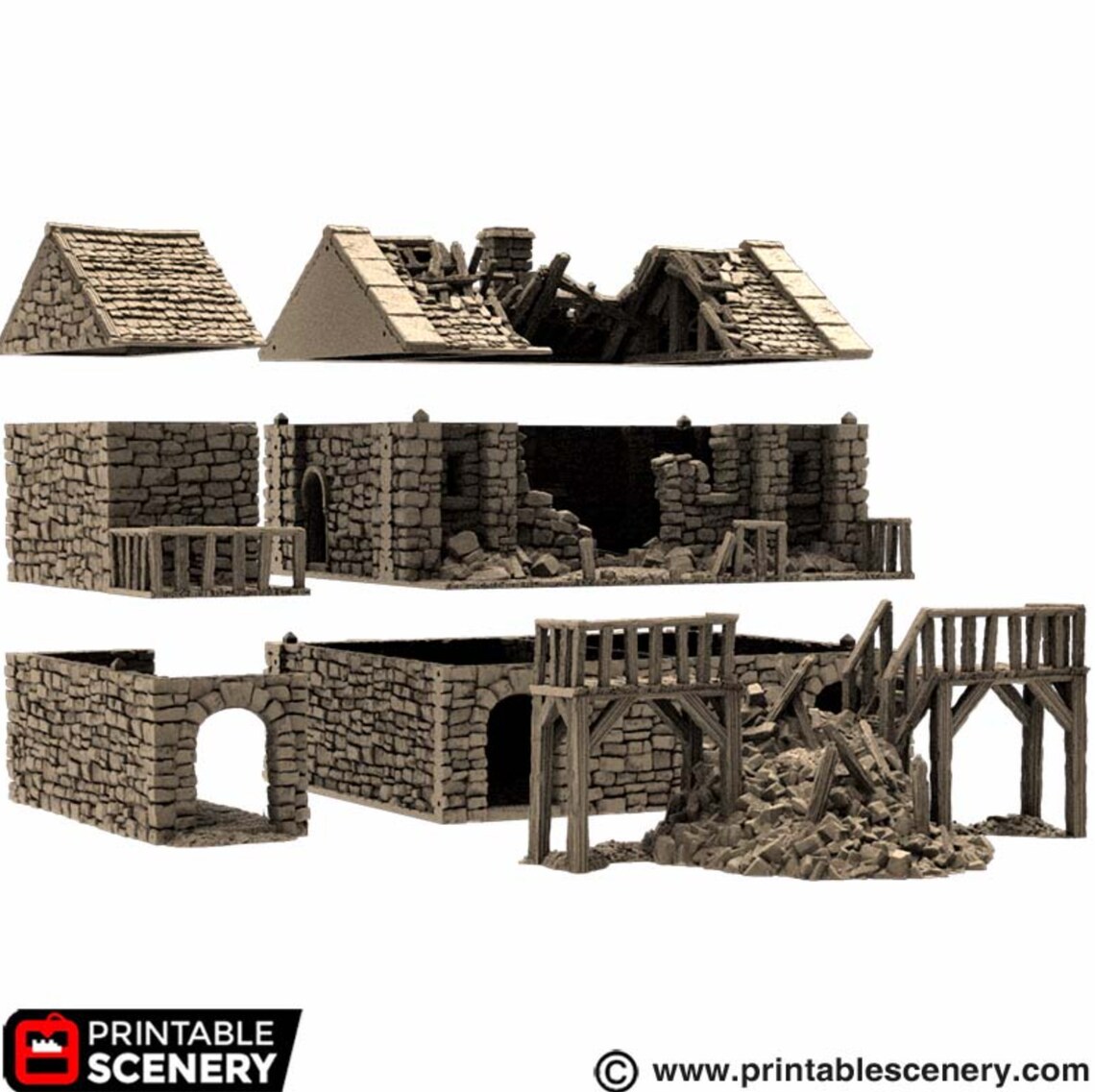 Dnd Black Rock RUINED Barracks From King and Country Village Medieval ...