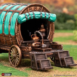 Dnd Potion Merchant Cart Alchemist Gypsy Wagon Tabletop Scatter Terrain ...
