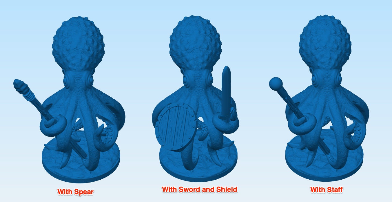 Dnd Octopus Warrior Octopoid RESIN 28mm Sea Creature Miniature - Etsy