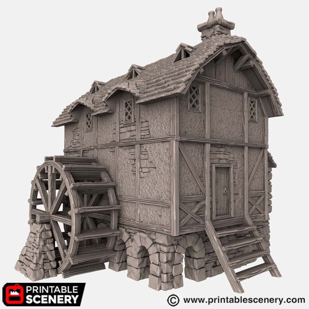 Dnd Mill Watermill Water-powered Medieval Building Mill House Port ...
