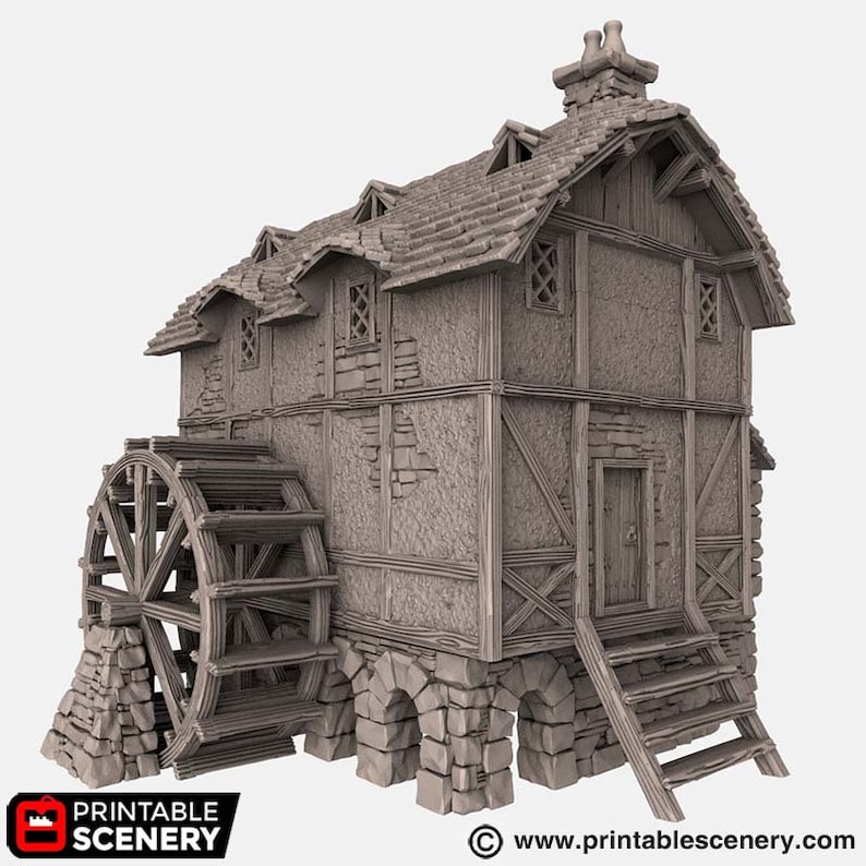 Dnd Mill Watermill Water-powered Medieval Building Mill House - Etsy