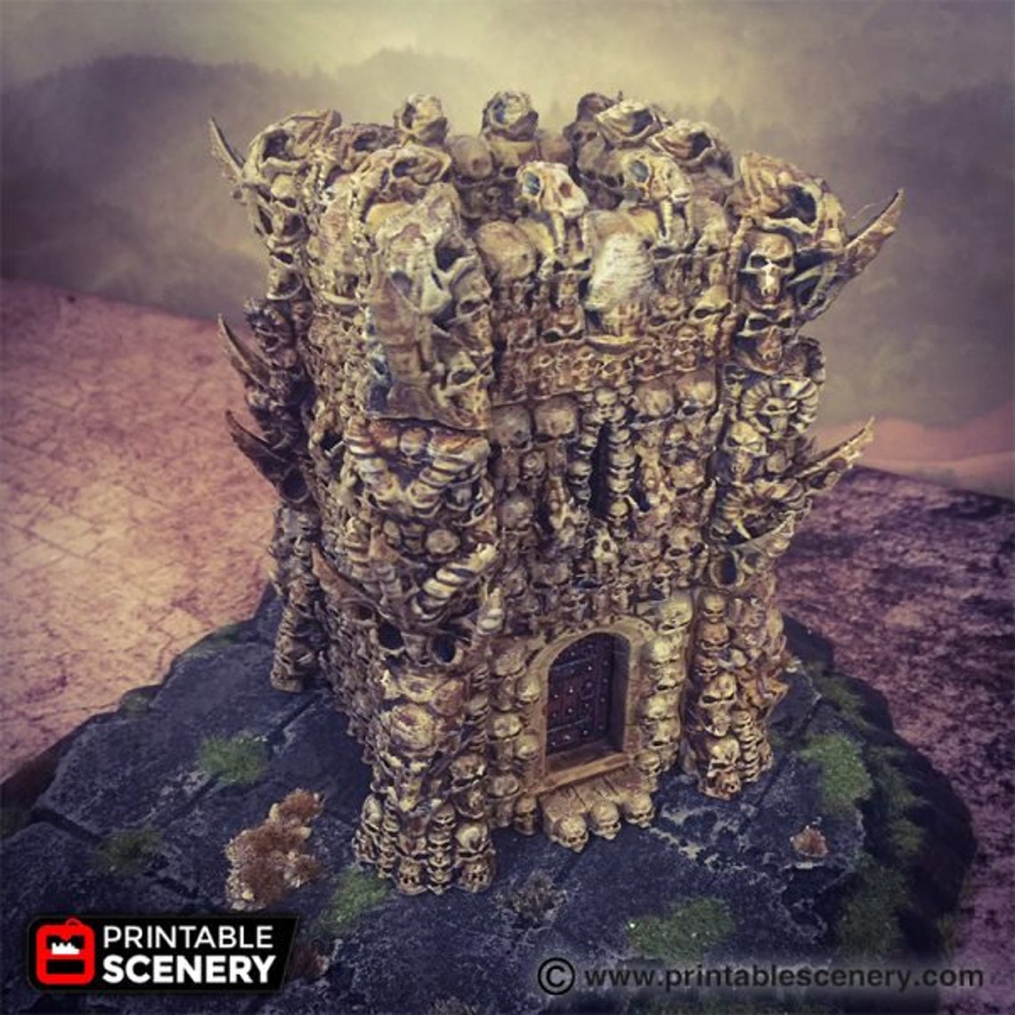 Dnd Necromancer Tower Evil Skull Castle Tabletop Scatter Terrain RPG D ...