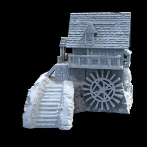 Dnd Water Wheel With Cottage - 28mm Scatter Village Tabletop Terrain ...