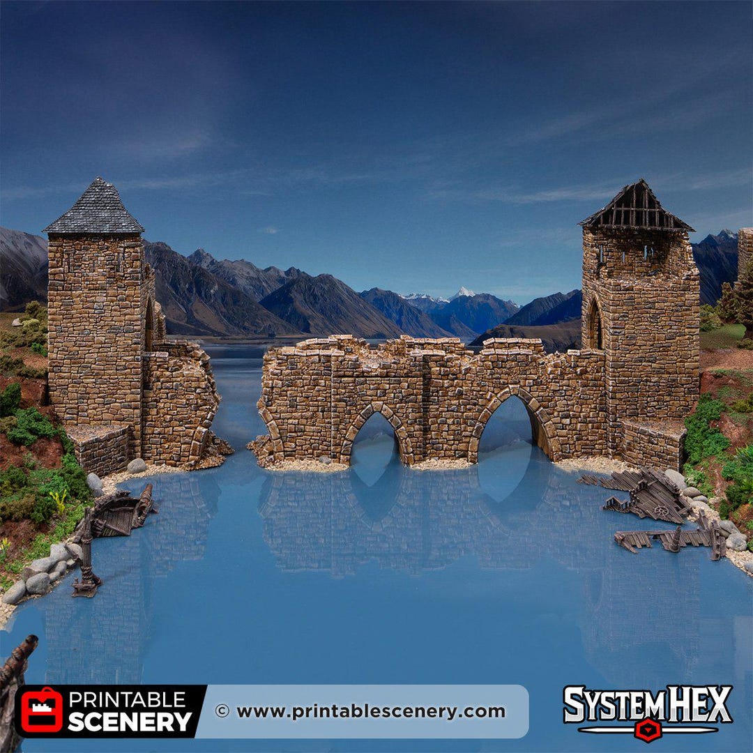 Dnd Ruiend Grand Bridge for Medieval Castle Fortress Walls War Ruins ...