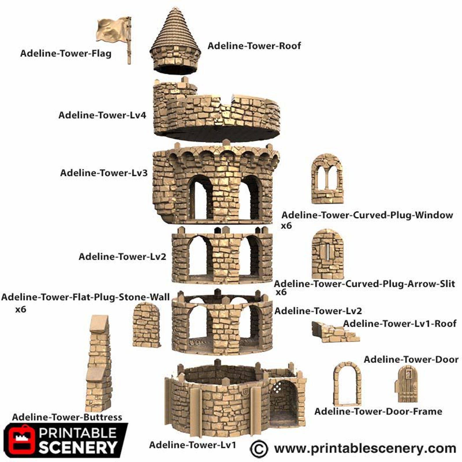 Dnd Hex Adeline Tower Bastion Turret Castle Medieval Village RPG ...