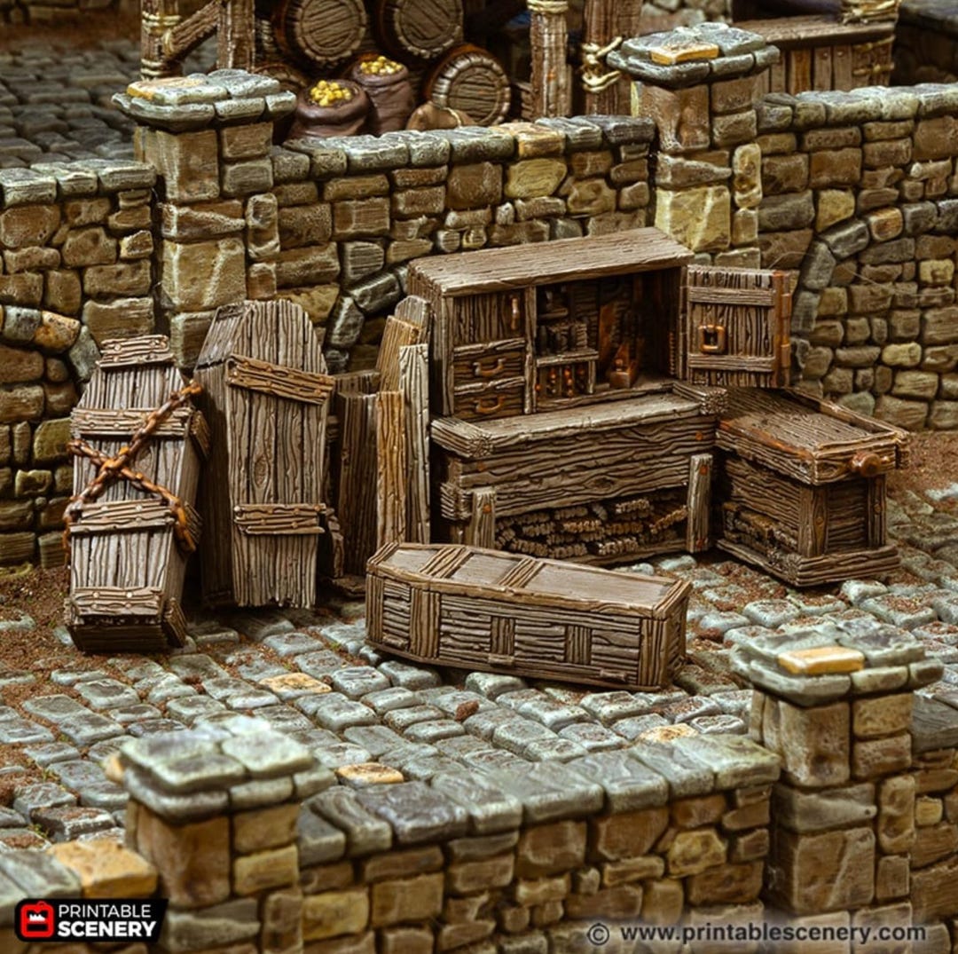 Dnd Undertaker Bench and Coffins for Cemetery Mausoleum Town Ramshackle ...