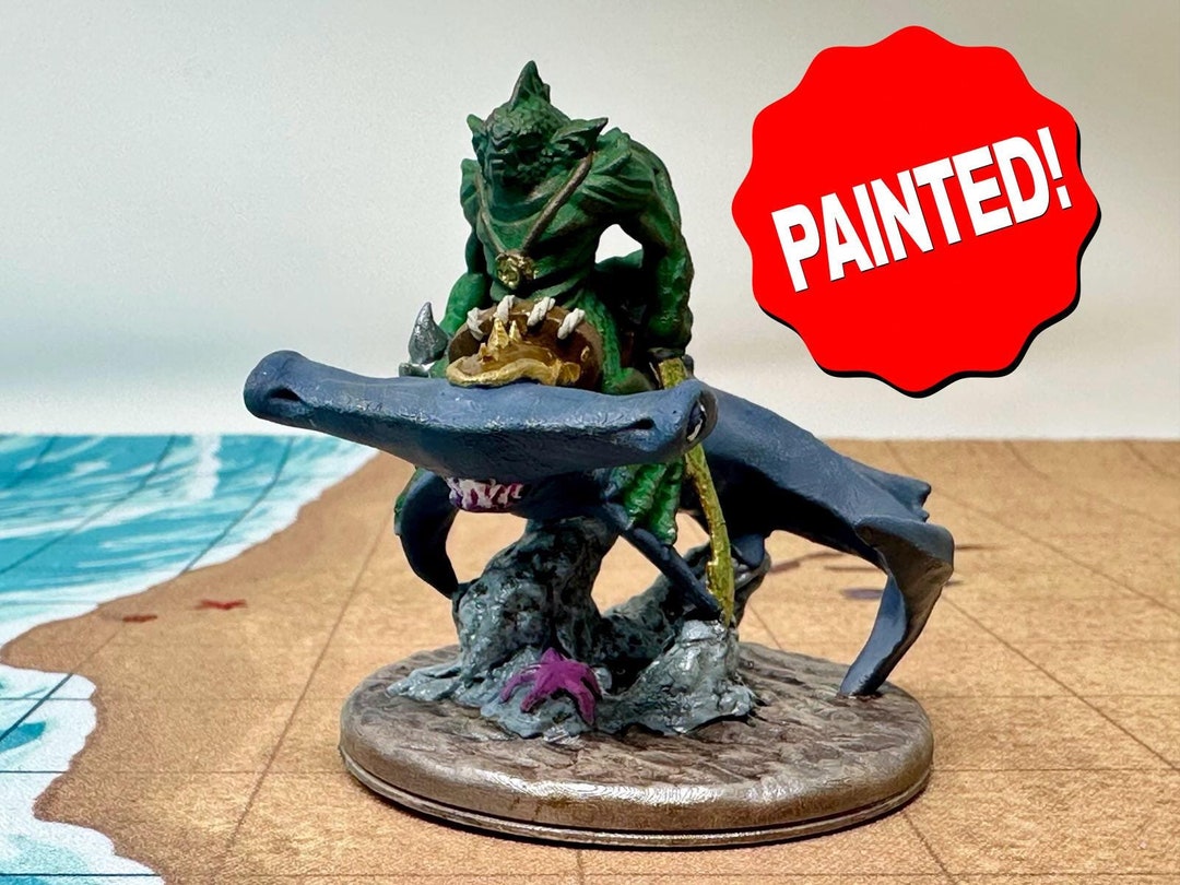 PAINTED Dnd Sahuagin Shark Rider Sea Mount Deep Devil Wargaming ...