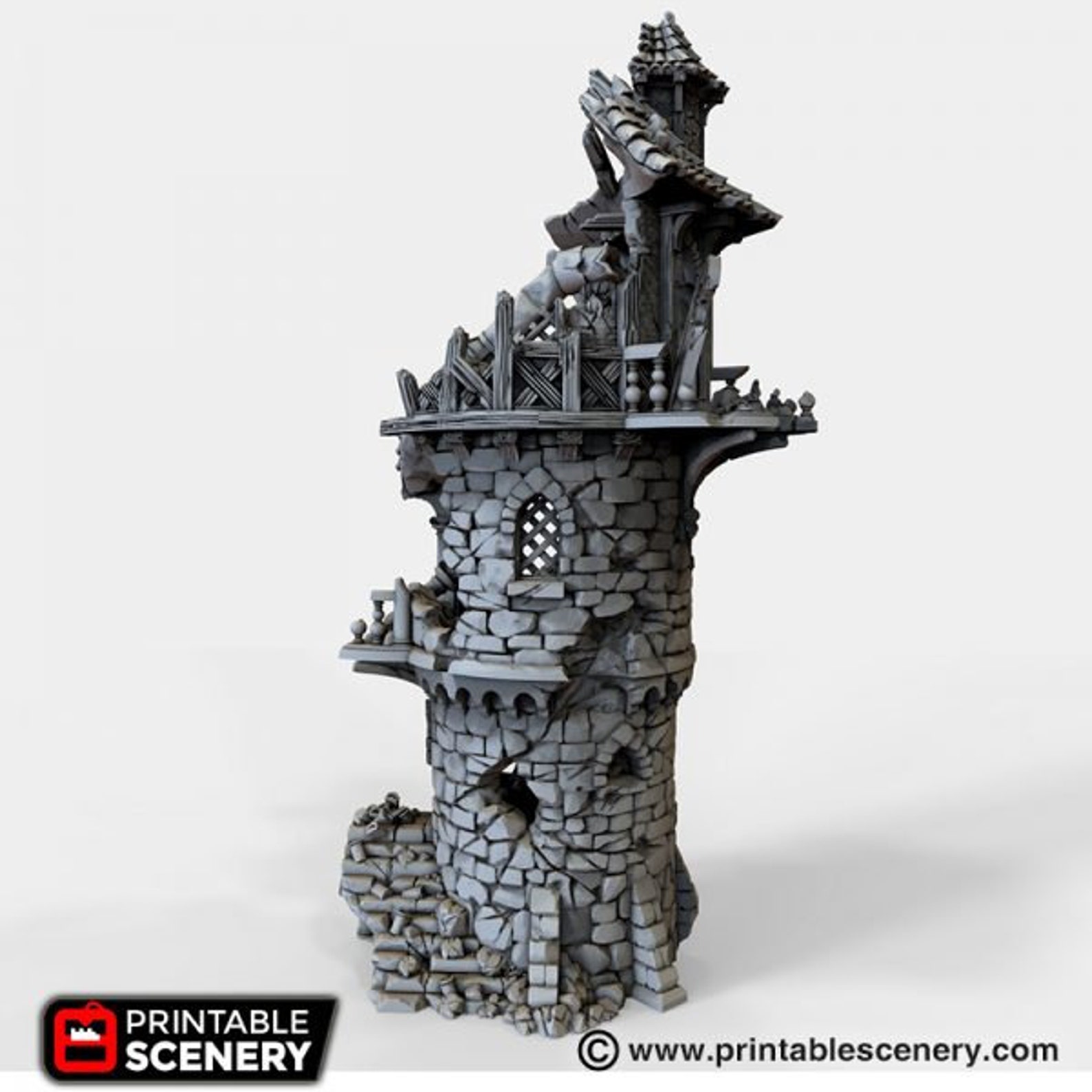 Dnd Ruined Wizard Tower Dungeons and Dragons Tabletop Scatter 28mm ...