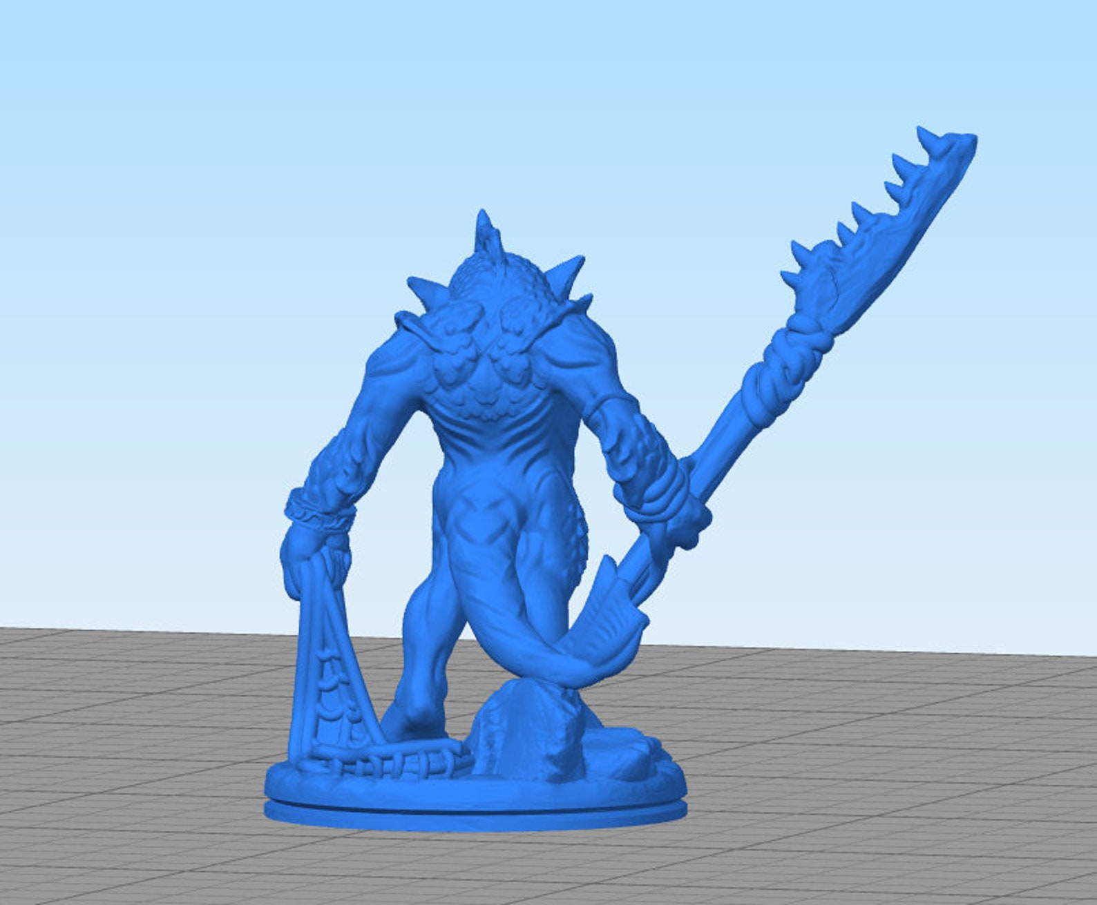 Dnd Sahuagin Deep Devil With Spear and Net Sea Devil Sea Warrior 28mm ...