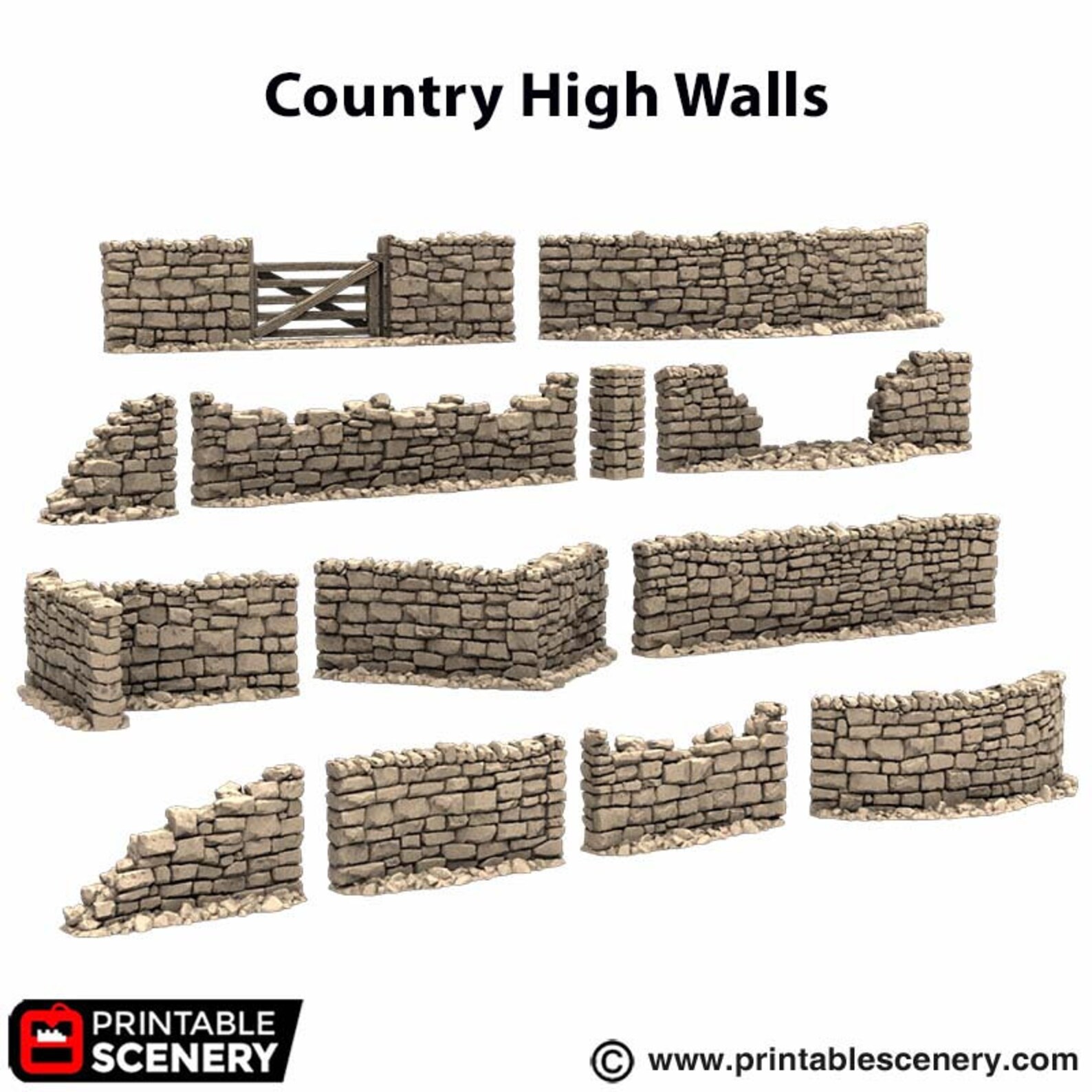 Dnd Country High Walls Set of 13 Pieces Stone Fencing Fence Medieval ...