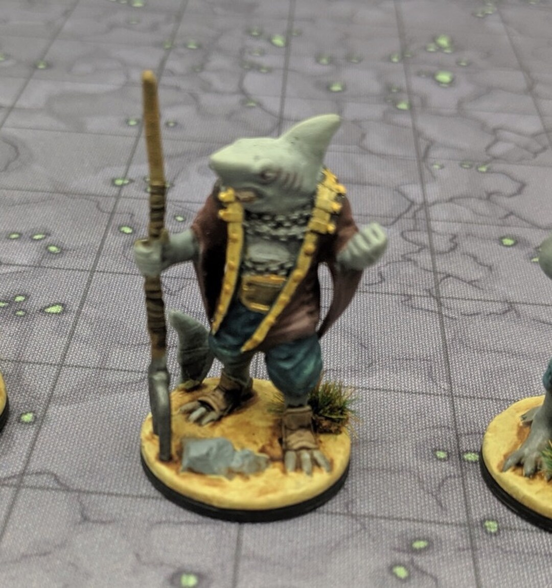 Dnd RESIN Sharkman With Staff Wereshark 28mm Miniature D&d Miniature ...