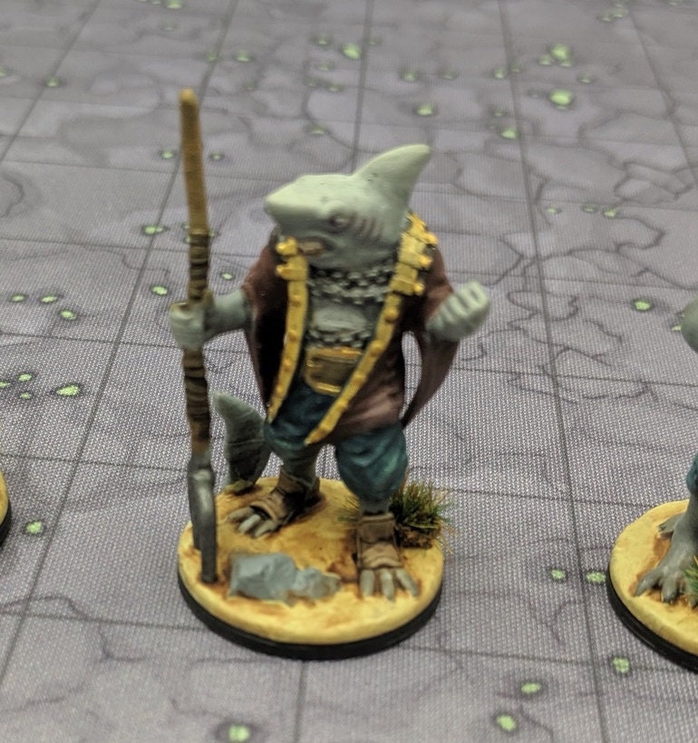Dnd RESIN Sharkman With Staff Wereshark 28mm Miniature D&d Miniature ...