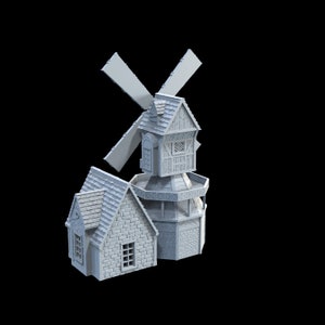 Dnd Windmill With Cottage - 28mm Scatter Village Tabletop Terrain ...