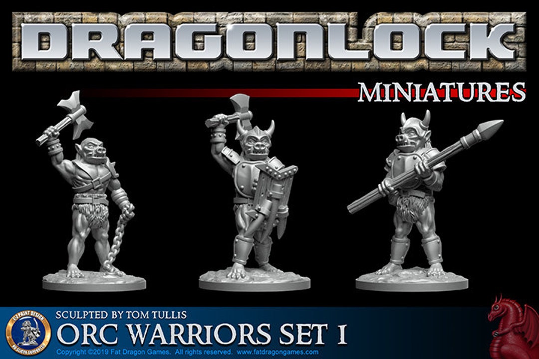 Dnd RESIN Orc Warrior Set Tabletop Games Wargaming RPG D&D Dungeons and ...