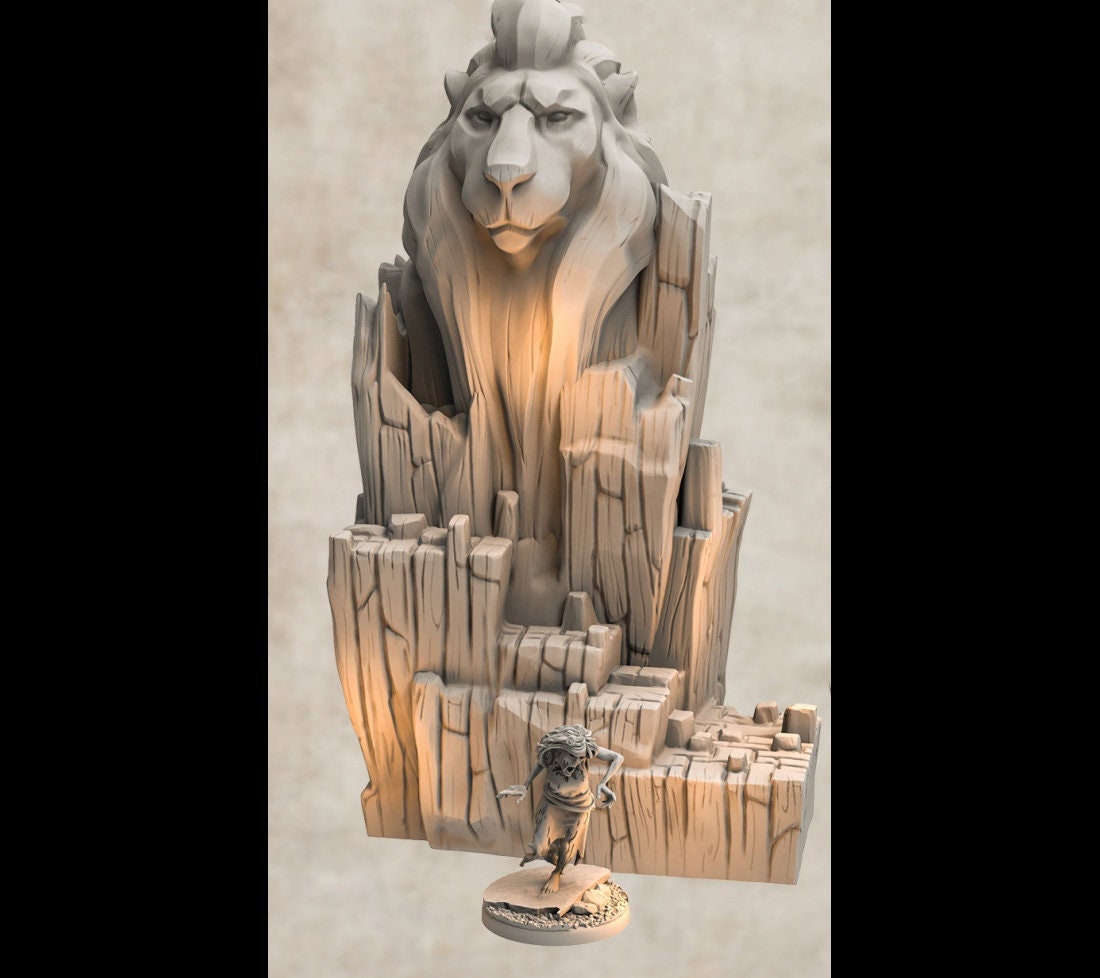 Dnd Ancient Large Lion Statue Shrine Ruins 28mm Scatter Terrain Throne ...