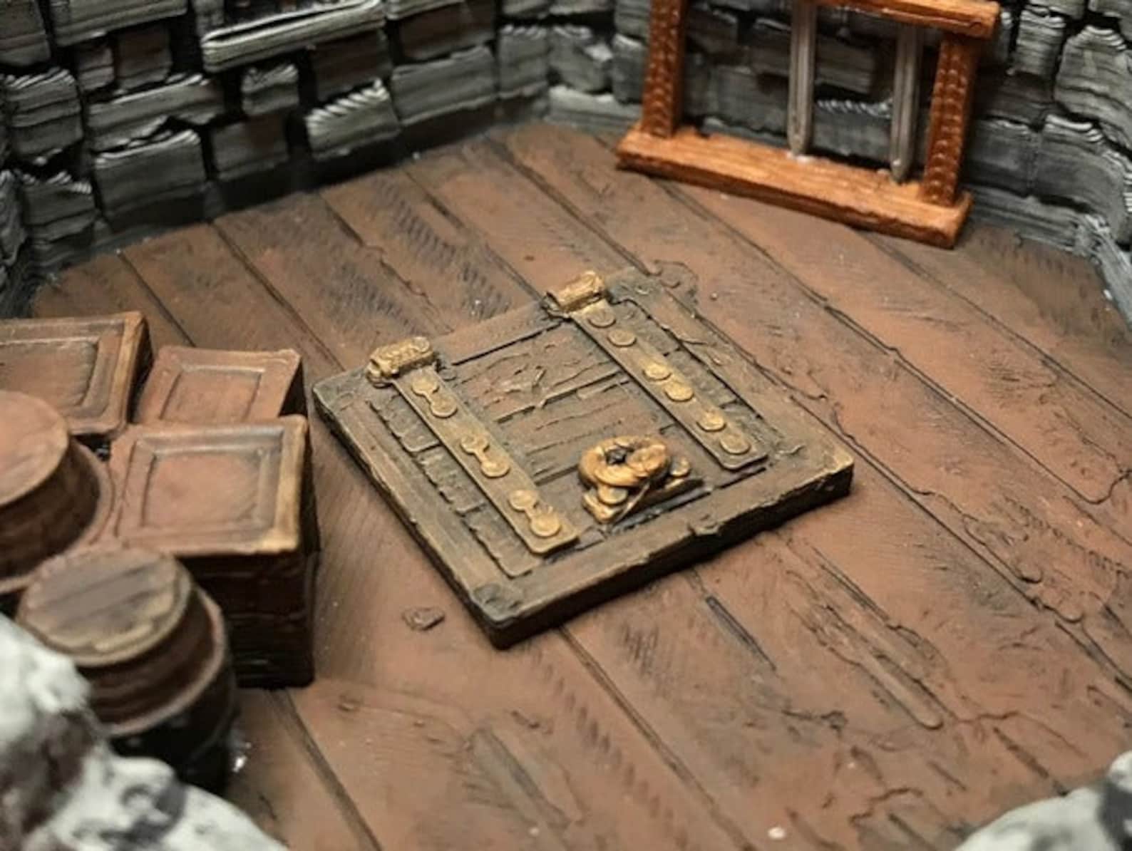 Dnd Trap Door Set- Floor Hatch Hidden Entrance Secret Passage Tabletop ...