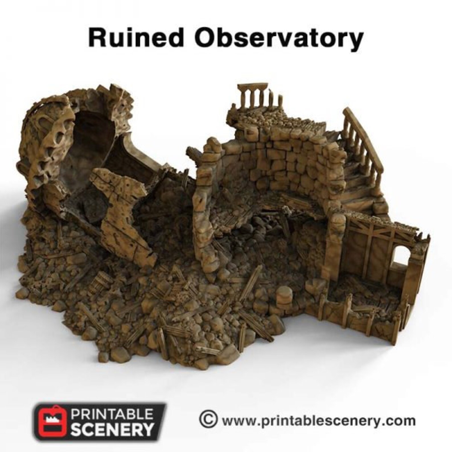 Dnd Ruined Observatory Tower Fantasy Ruins Tabletop Scatter Terrain RPG ...