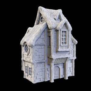 Dnd Medieval Barbarian Multi-level Thatched Roof House Home Village ...