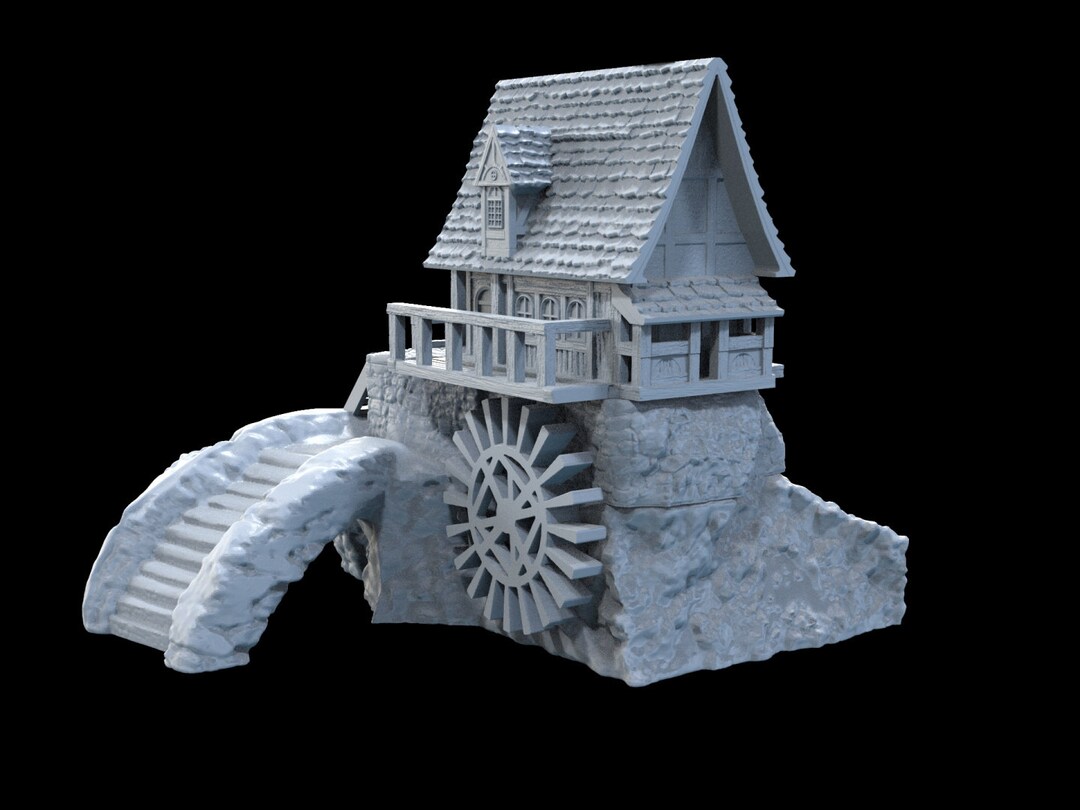 Dnd Water Wheel With Cottage - 28mm Scatter Village Tabletop Terrain ...