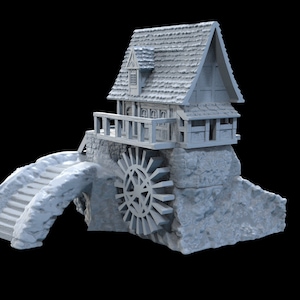 Dnd Water Wheel With Cottage - 28mm Scatter Village Tabletop Terrain ...