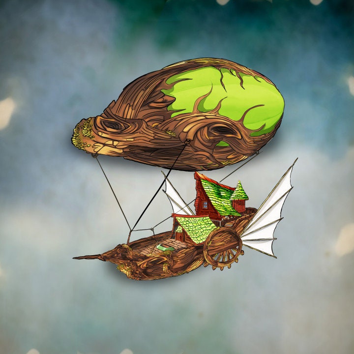 Dnd Falet Glider Balloon Ship Airship Elven Gnome Druid - Etsy