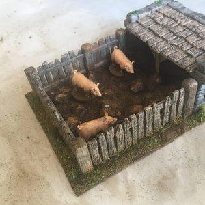 Dnd Pig Sty With Fence- Hog Enclosure 28mm Tabletop Farm Scatter ...