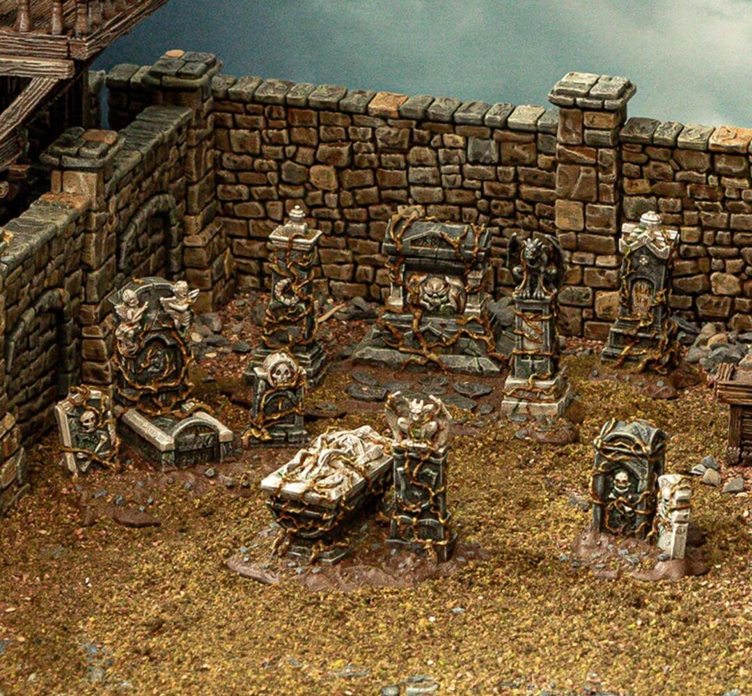 Dnd Graveyard Tombstones Skull Decorated Headstones Ramshackle and ...