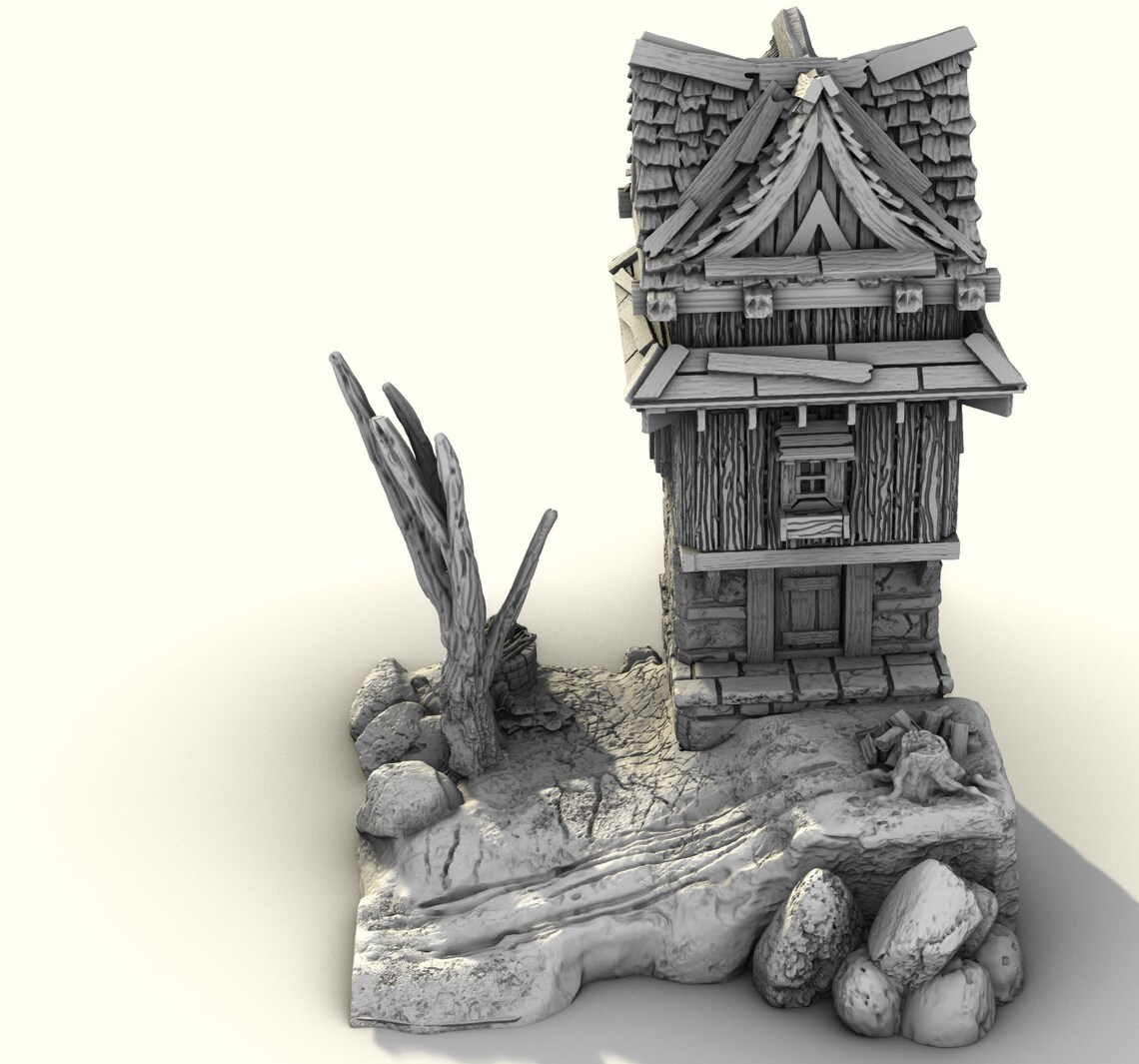 Dnd Small House With Base Village Cottage Tabletop Scatter - Etsy
