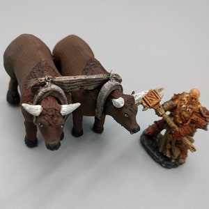 Dnd Oxen Wagon Plow Team Farm Animals Tabletop Scatter Terrain ...