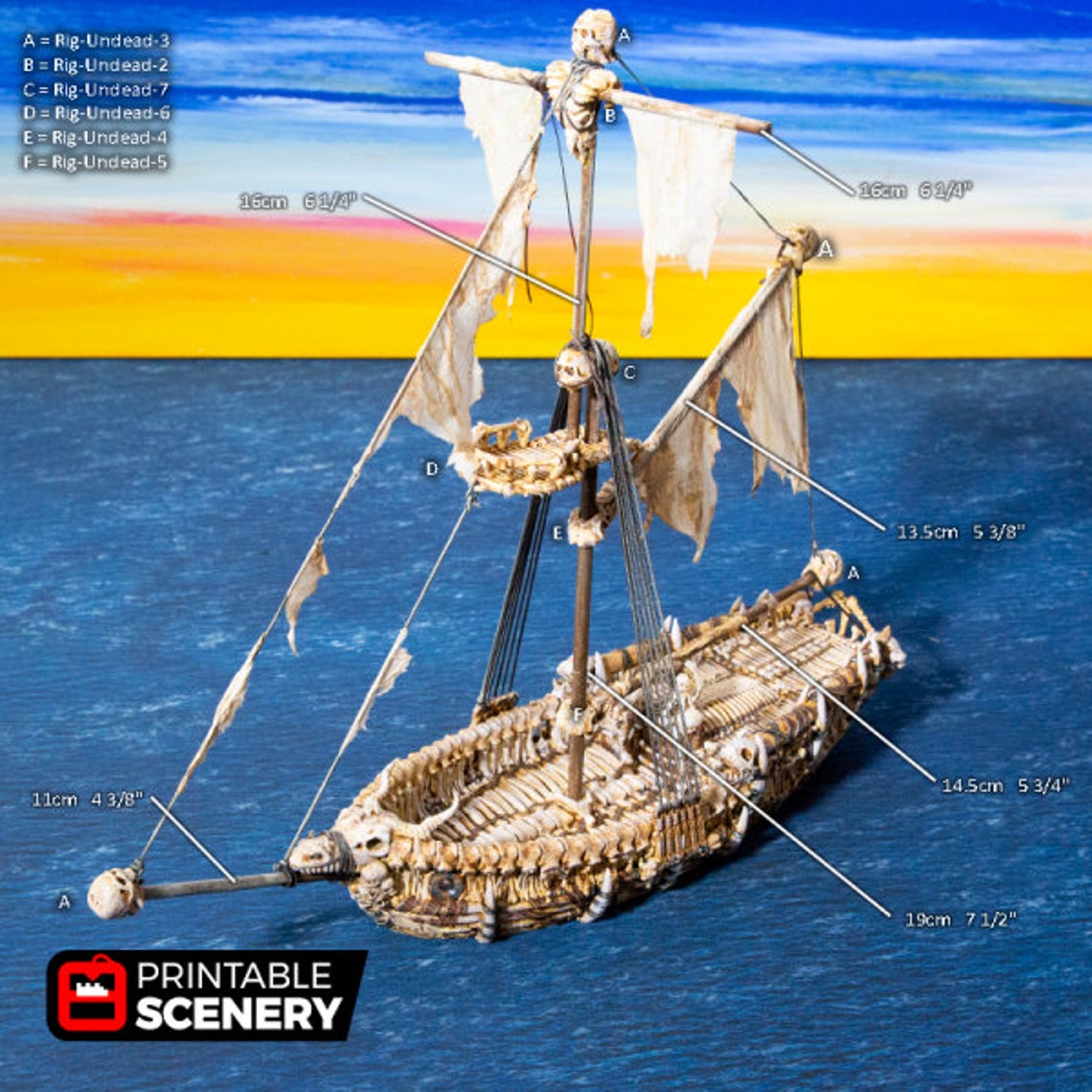 Dnd Undead Sloop Ship Wargaming Pirate Fleet Boat Tabletop - Etsy