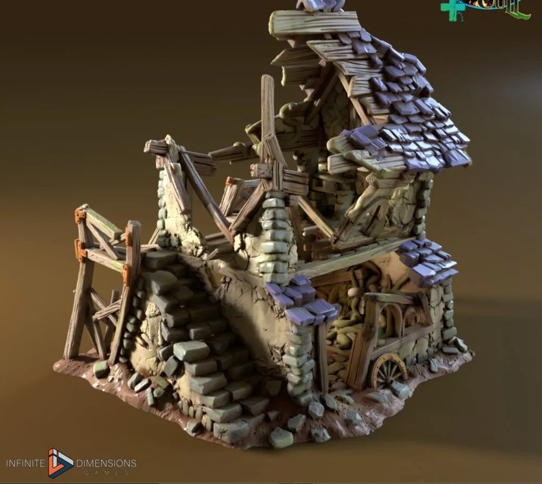 Dnd Ruined Grumble's Cottage Dilapidated Building War Ruins Tabletop ...